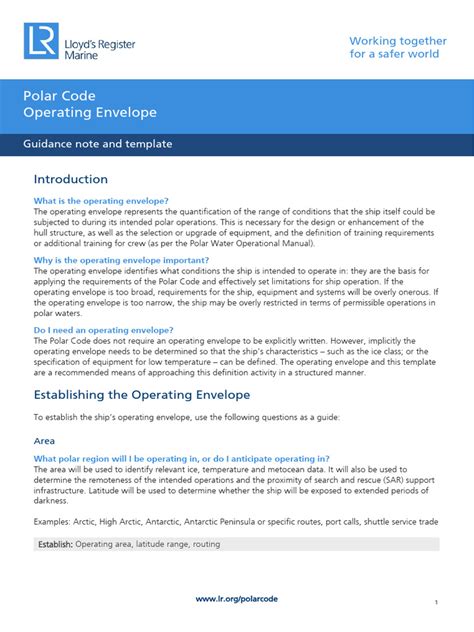 Polar Code Operating Envelope Guidance Note And Template Version 1 0 S