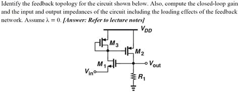 Solved Identify The Feedback Topology For The Circuit Shown Below