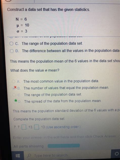 Solved Construct A Data Set That Has The Given Statistics N Chegg Com