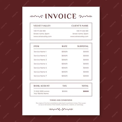 장식용 간단한 호텔 송장 무료 벡터