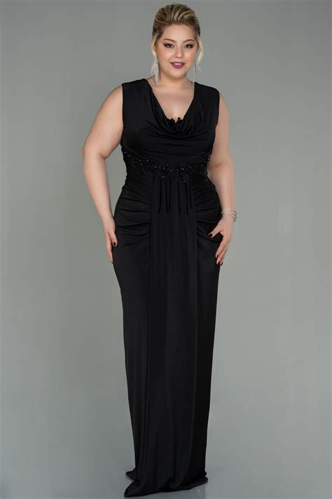 Long Black Plus Size Evening Dress Abu2974