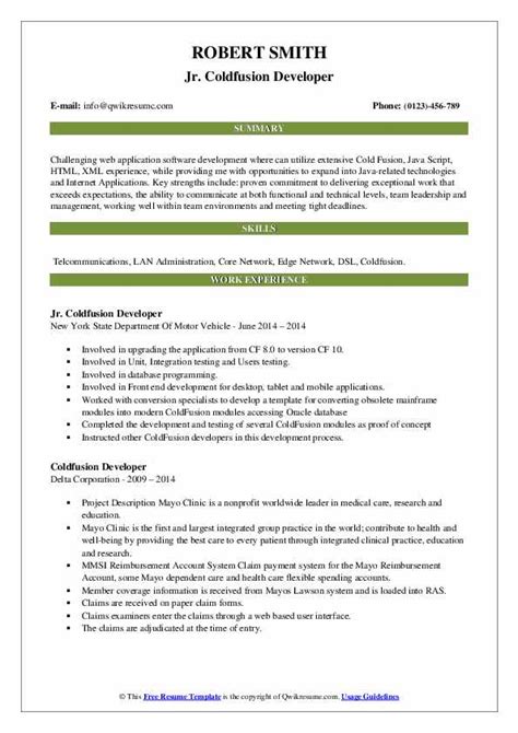 10 Coldfusion Developer Resume Samples And Templates For 2025