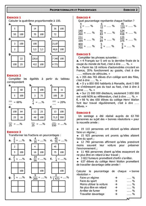 Proportionnalité 6ème Exercices Corrigés