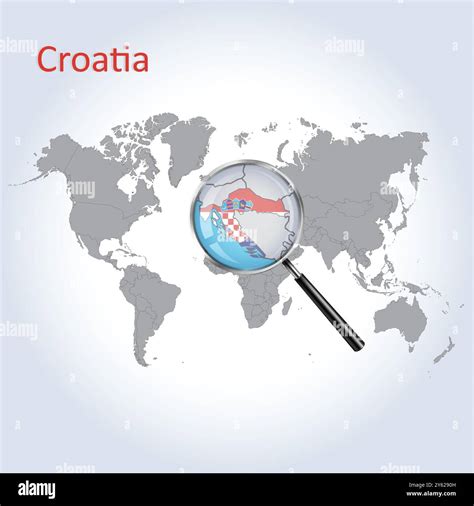 Croatia Magnified Map And Flag Croatia Enlargement Maps Vector Art Stock Vector Image And Art