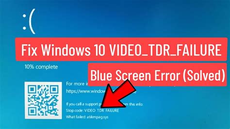 Soluci N Al Error De Pantalla Azul Video Tdr Failure En Windows