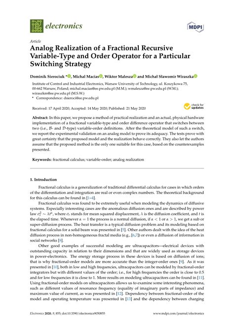 Pdf Analog Realization Of A Fractional Recursive Variable Type And Order Operator For A