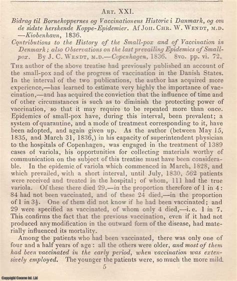 Contributions To The History Of The Smallpox And Of Vaccination In