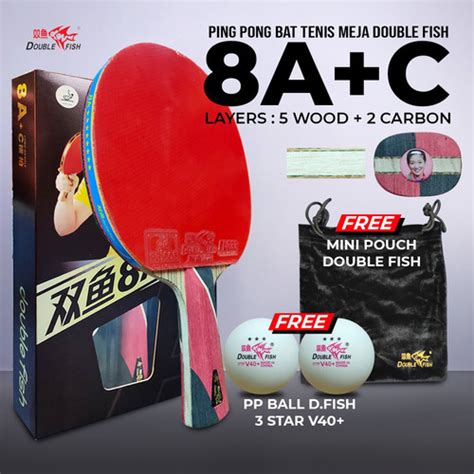 Jual Bat Pingpong Tenis Meja Double Fish 8A+C Carbon Premade Blade ...