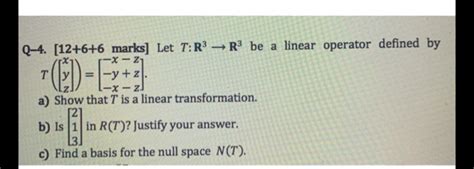 Solved 2 4 1266 Marks Let T R3 R3 Be A Linear Operator