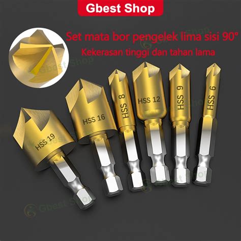 6pcs Chamfer Countersink Set 5 Flute Chamfer Countersink Drill Bits