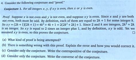 Solved Consider The Following Conjecture And Proof Conjecture For