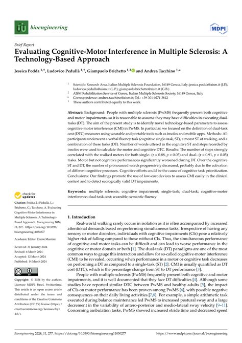 Pdf Evaluating Cognitive Motor Interference In Multiple Sclerosis A Technology Based Approach