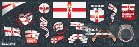 다양한 크리에이티브 디자인에서 북아일랜드 국기의 벡터 세트 국가 관광명소에 대한 스톡 벡터 아트 및 기타 이미지 국가 관광명소 국기 그림 이야기 Istock