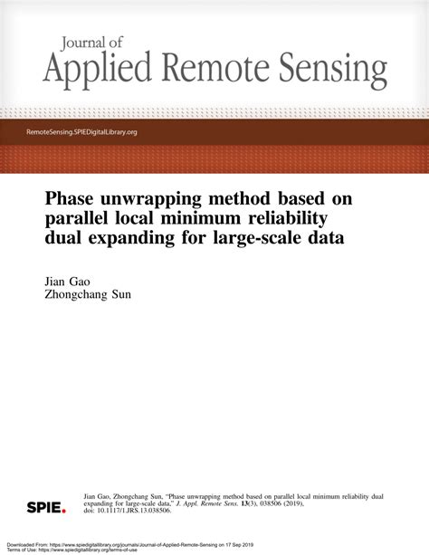 Pdf Phase Unwrapping Method Based On Parallel Local Minimum Reliability Dual Expanding For