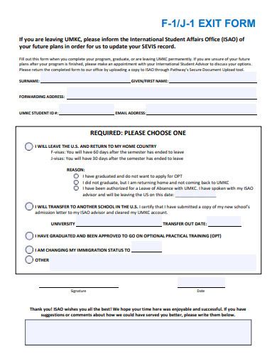 FREE 33 Exit Form Template Samples In PDF MS Word
