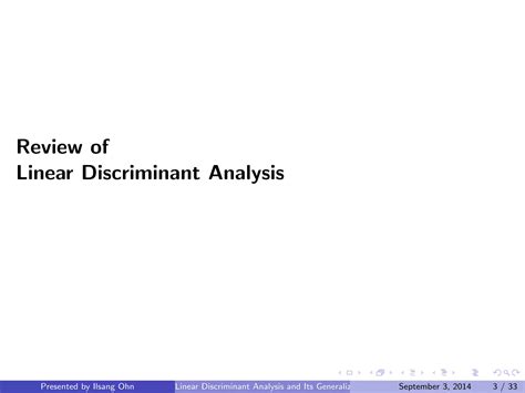 Linear Discriminant Analysis And Its Generalization Pdf Physics Science