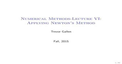 Pdf Numerical Methods Lecture Vi Applying Newtons Method Dokumentips