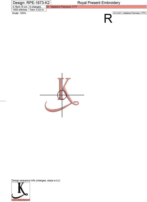 Capital Letter K Embroidery Design V2 Royal Present Embroidery