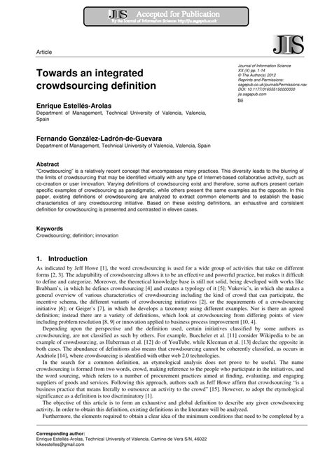 Pdf Towards An Integrated Crowdsourcing Definition