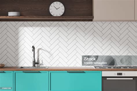 세면대와 스토브 선반 주방용품이 있는 컬러 홈 키친 인테리어 부엌에 대한 스톡 사진 및 기타 이미지 부엌 3차원 형태 0명 Istock