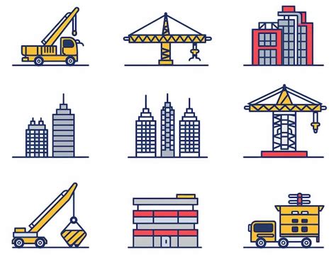 Premium Photo Construction Line Icons Set For Building Architecture And Engineering Industry