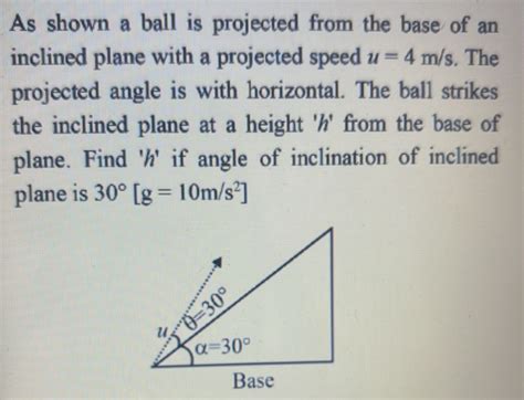 As Shown A Ball Is Projected From The Base Of An Inclined Plane With A Pr