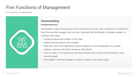 Five Functions Of Management PowerPoint Template SlideSalad
