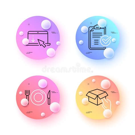 Survey Checklist Scroll Down And Food Minimal Line Icons For Web