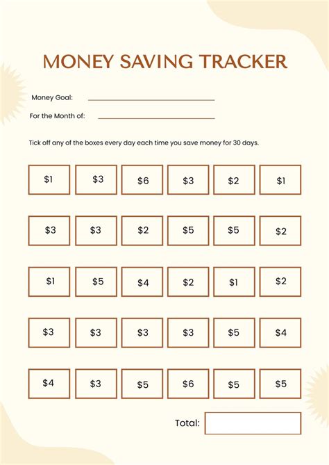 Money Saving Chart In Illustrator Pdf Download