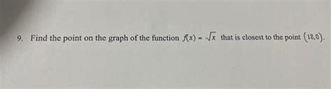 Solved Find The Point On The Graph Of The Function F X X Chegg Com
