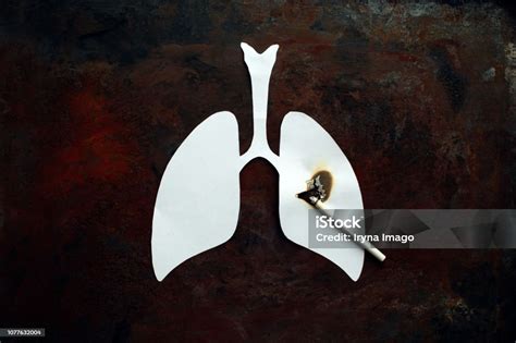 중지 흡연을 종료합니다 종이 백색 폐 불된 구멍 및 어두운 녹슨 오래 된 배경에 연기와 담배 흡연 죽이기 담배와 폐 개념입니다 흡연 개념 개념에 대한 스톡 사진 및 기타