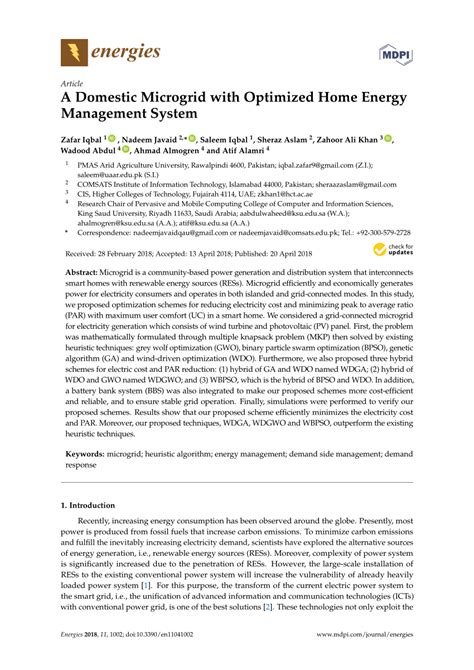 Pdf A Domestic Microgrid With Optimized Home Energy Management System