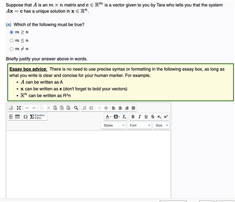 Solved Suppose That A Is An Mn Matrix And CRm Is A Vector Chegg