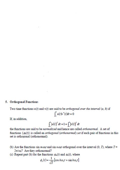 Orthogonal Functions Two Time Functions U T And