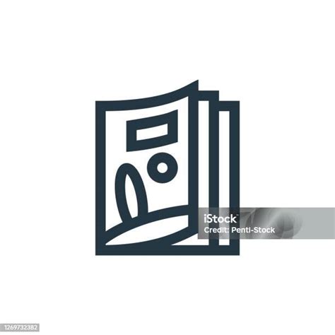 흰색 배경에 격리 된 잡지 벡터 아이콘입니다 개요 웹 사이트 디자인 및 모바일 응용 프로그램 개발을위한 얇은 라인 잡지 아이콘 얇은 선 잡지 개요 아이콘 벡터