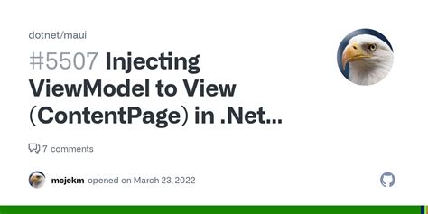 Injecting Viewmodel To View Contentpage In Net Maui Mvvm · Issue 5507 · Dotnetmaui · Github