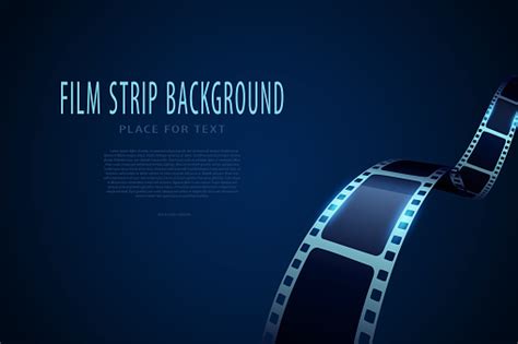 파란색 배경에 격리 된 현대 3d 사실적인 필름 스트립 벡터 영화제 필름 릴 스트라이프 시네마 영화 및 영화 템플릿은 배경