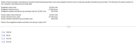 Solved What Is The Budgeted Variable Overhead Cost Rate Per Chegg Com
