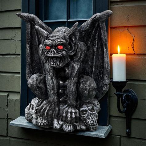 Large Winged Gargoyle Stone Statue Outdoor Decor Sitting Gargoyle