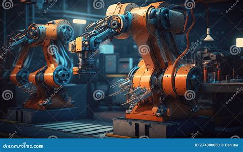 Industrial Robots Isometric Flowchart Vector Illustration 149287470