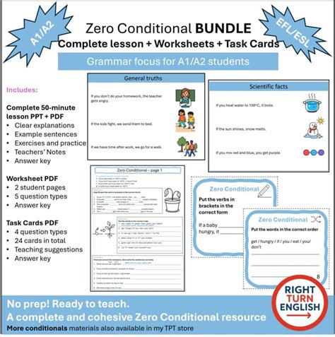 Zero Conditional Ppt Lesson Task Cards Worksheets Bundle Tpt