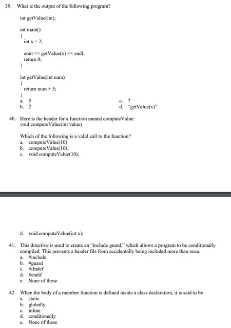 solved 39 what is the output of the following program int