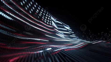 바람에 우아하게 흔들리는 3d로 렌더링된 사이버 스타일의 미국 국기 웹사이트 보안 해커 배경 사이버 보안 배경 일러스트 및