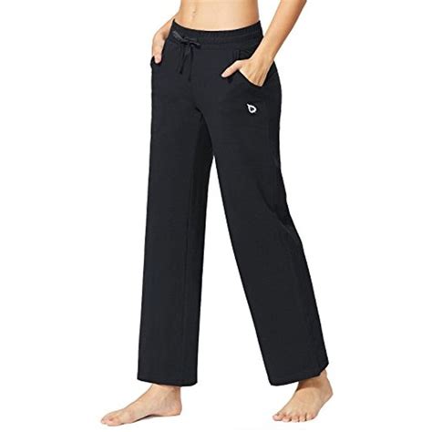 Baleaf Womens Activewear Drawcord Yoga Lounge Pants With Pockets Black