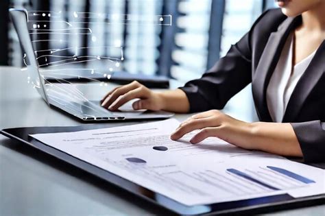 Premium Ai Image Efficiency Unleashed Businesswomen Embrace Document