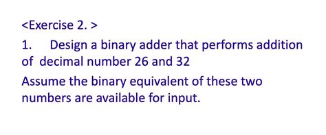 Solved 1 Design A Binary Adder That