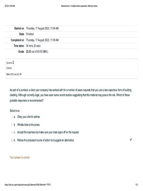 Assessment 1 Multiple Choice Questions Attempt Review Pdf