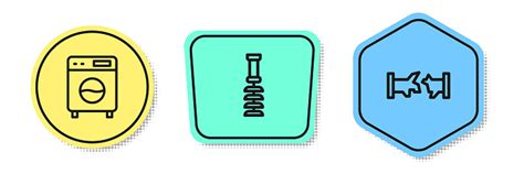 세트 라인 와셔 화장실 브러시 및 깨진 파이프 컬러 셰이프입니다 벡터 가사 집안일에 대한 스톡 벡터 아트 및 기타 이미지 가사 집안일 가정 생활 관 튜브 Istock