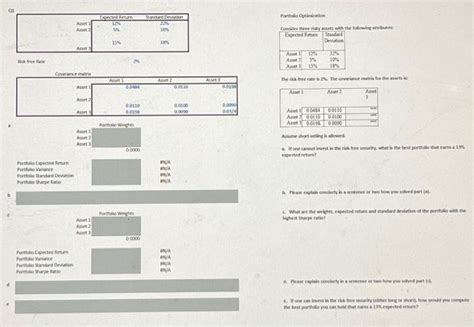 solved q1 b risk free rate portfolio expected return