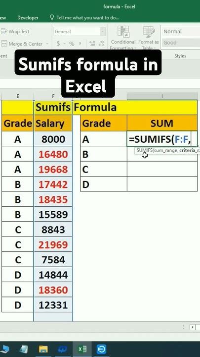 Sumifs Formula In Excel Sumifs Excel Shortsvideo Excelformula